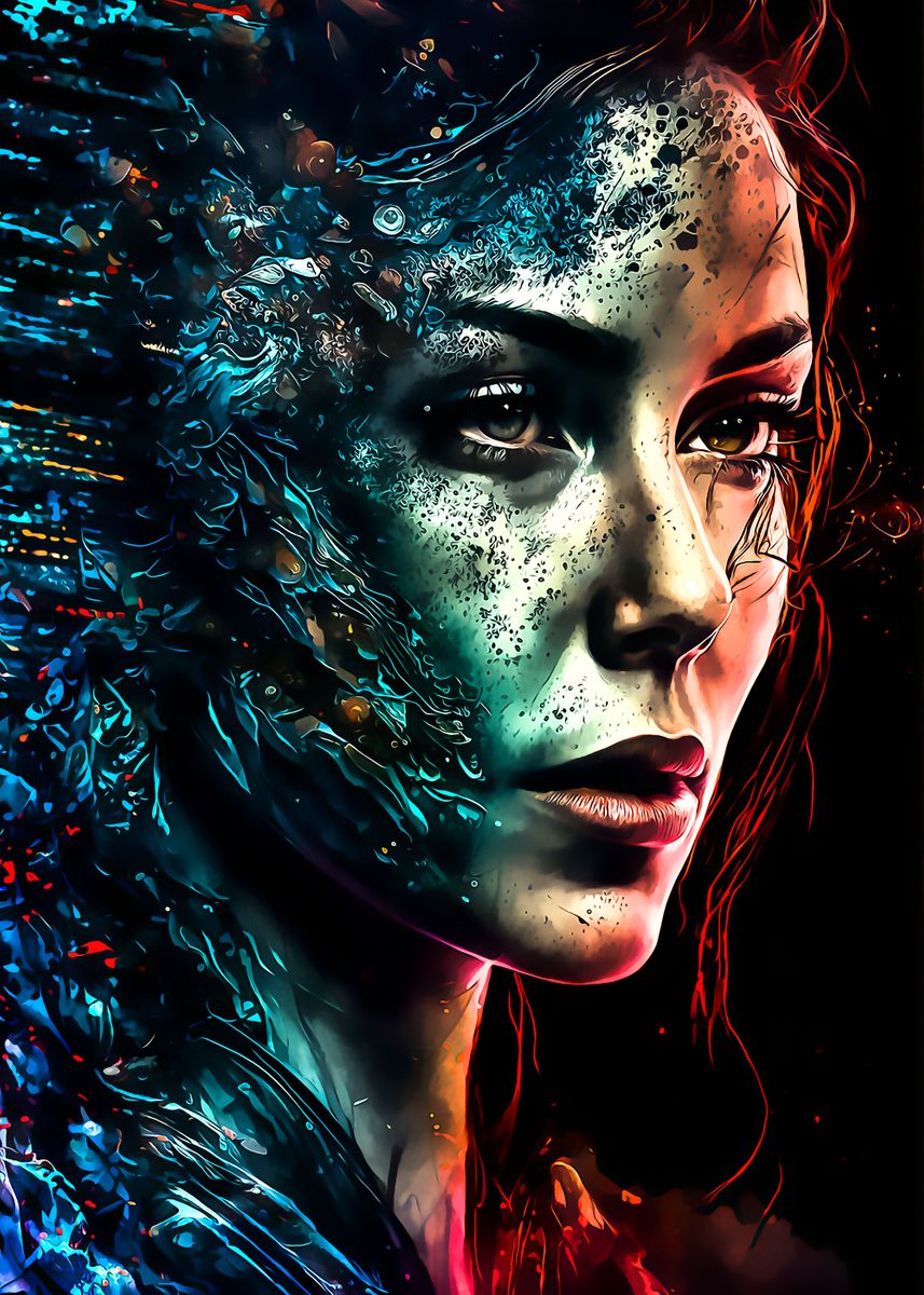 'Fantasy Girl Face' Poster, picture, metal print, paint by trane thall ...