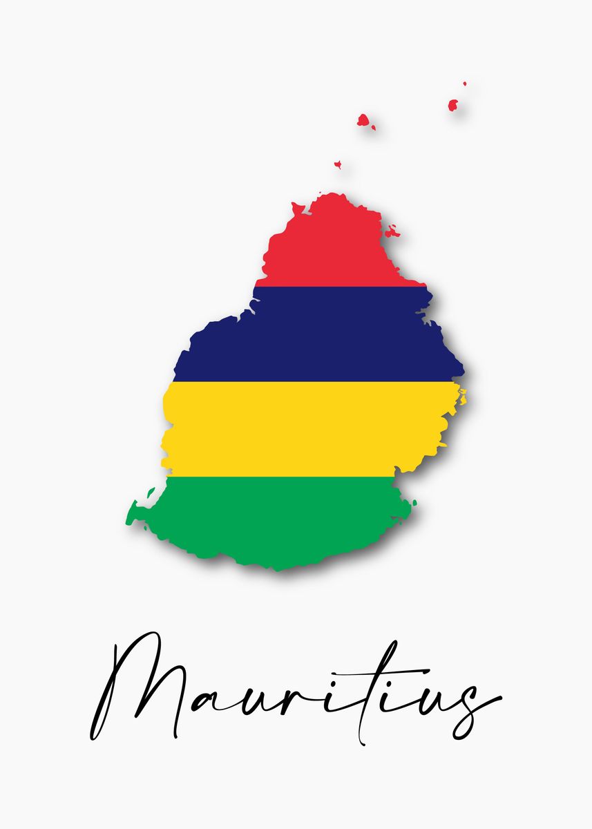 'Mauritius Country Map Flag' Poster, picture, metal print, paint by ...