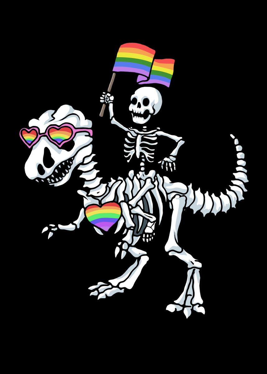 'LGBT Skeleton Dinosaur' Poster, picture, metal print, paint by ...