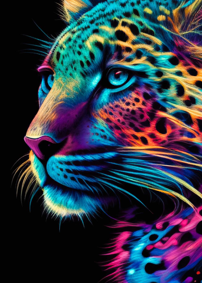 'LEOPARD Colorful' Poster by Eleaxart | Displate