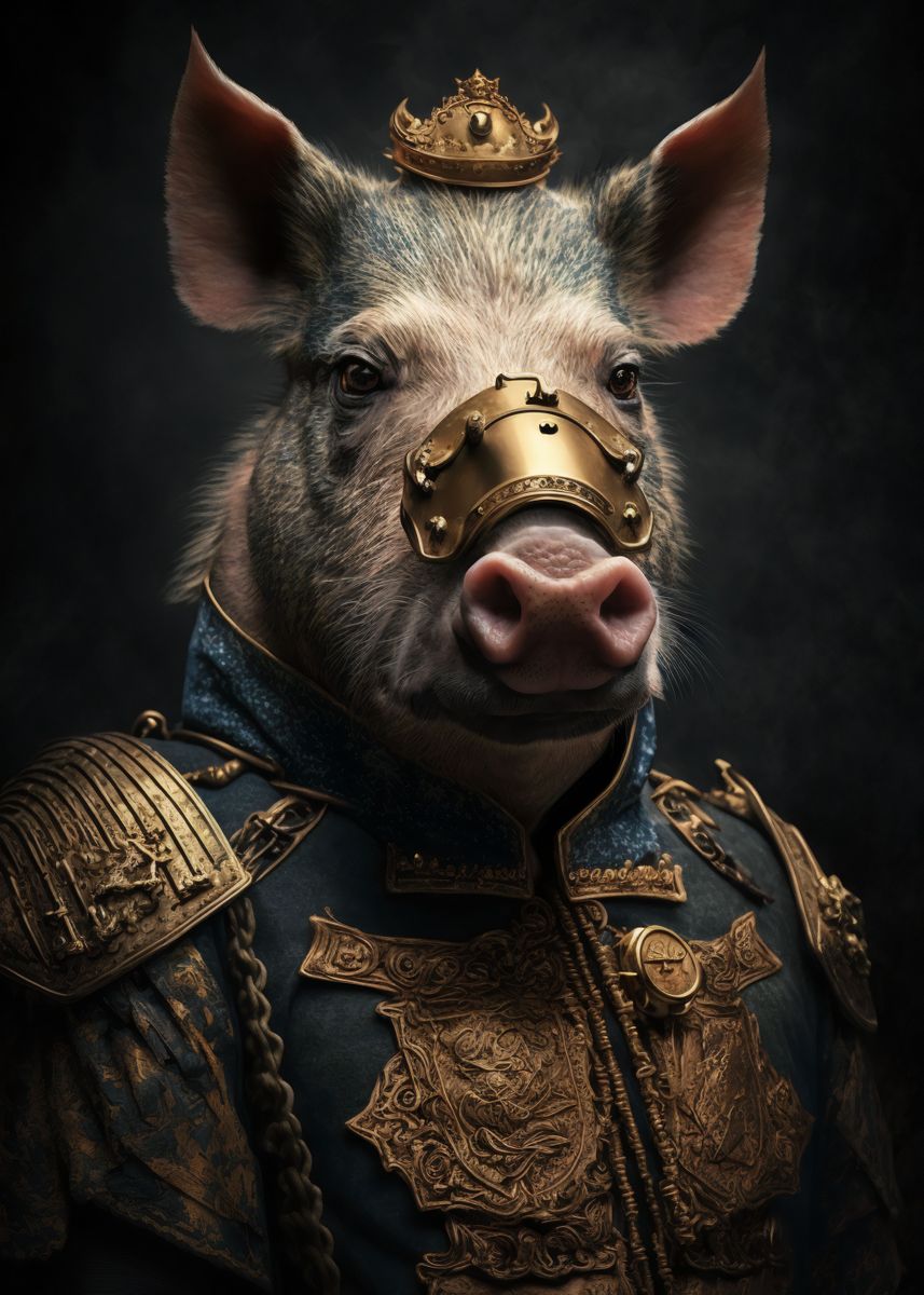 'Portrait of a pig 3' Poster, picture, metal print, paint by Steven ...