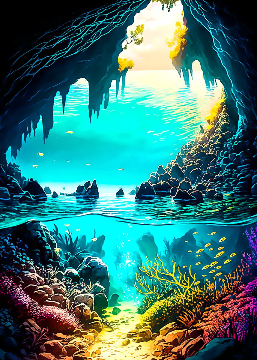 'Ocean Nature' Poster, picture, metal print, paint by Dare Neil | Displate
