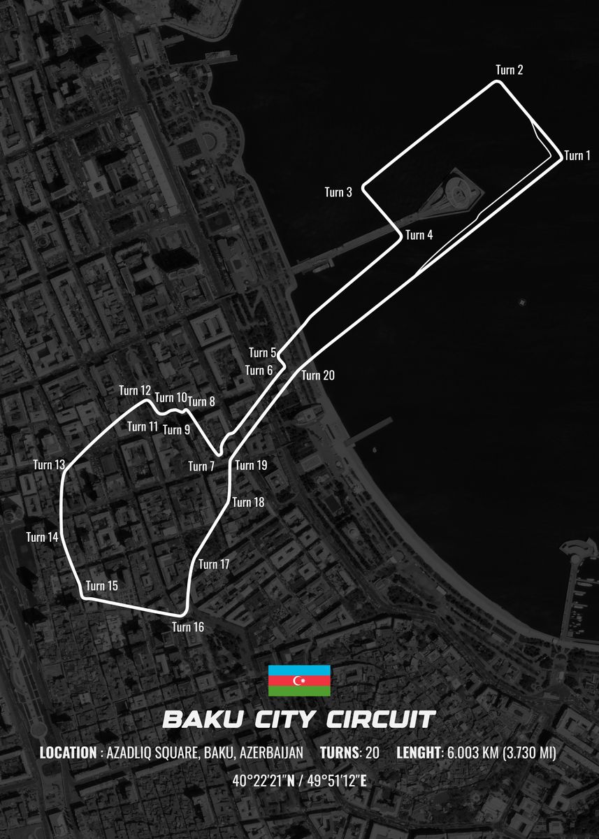 'Baku Street Circuit' Poster, picture, metal print, paint by Ahmad Nur ...