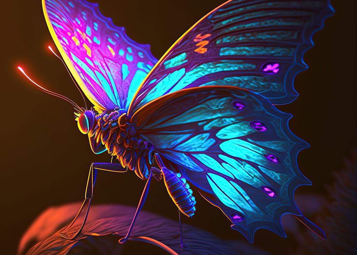 'Butterfly Neon' Poster by Artmatrusa | Displate