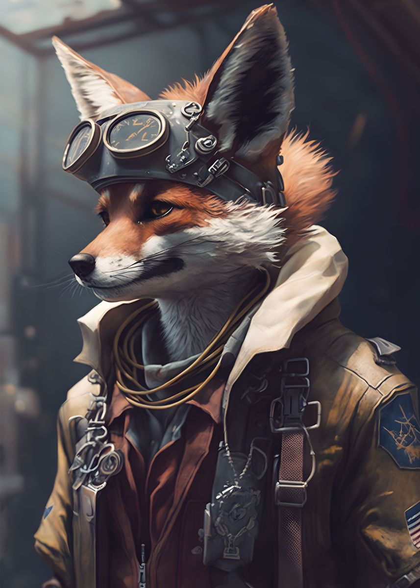 'Fox Pilot' Poster, picture, metal print, paint by GoodLifeImages ...