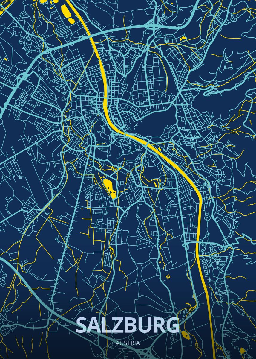 'SALZBURG' Poster, picture, metal print, paint by CRAFTSSSTUDIO | Displate