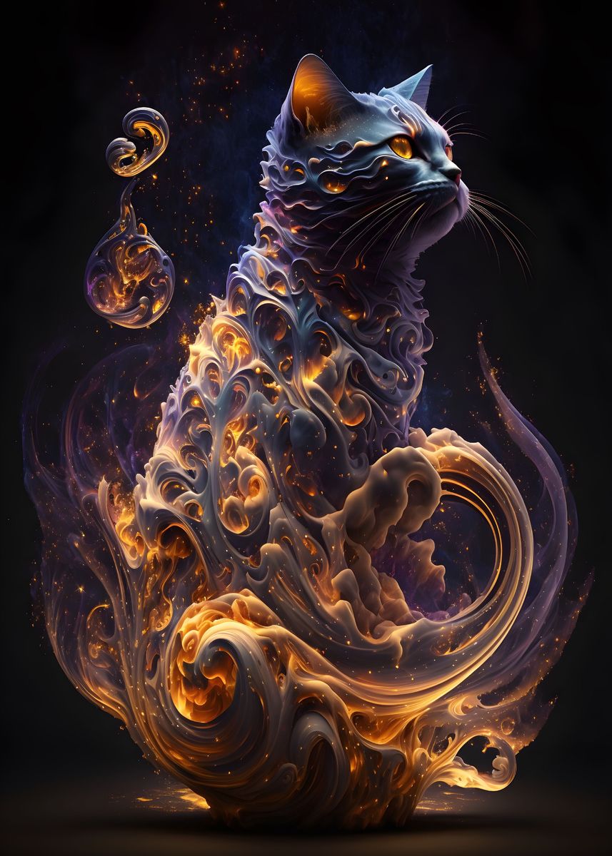 'The Summoned Cat' Poster, picture, metal print, paint by ...