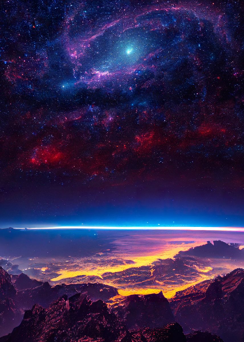 'Space stars and galaxies' Poster, picture, metal print, paint by ...