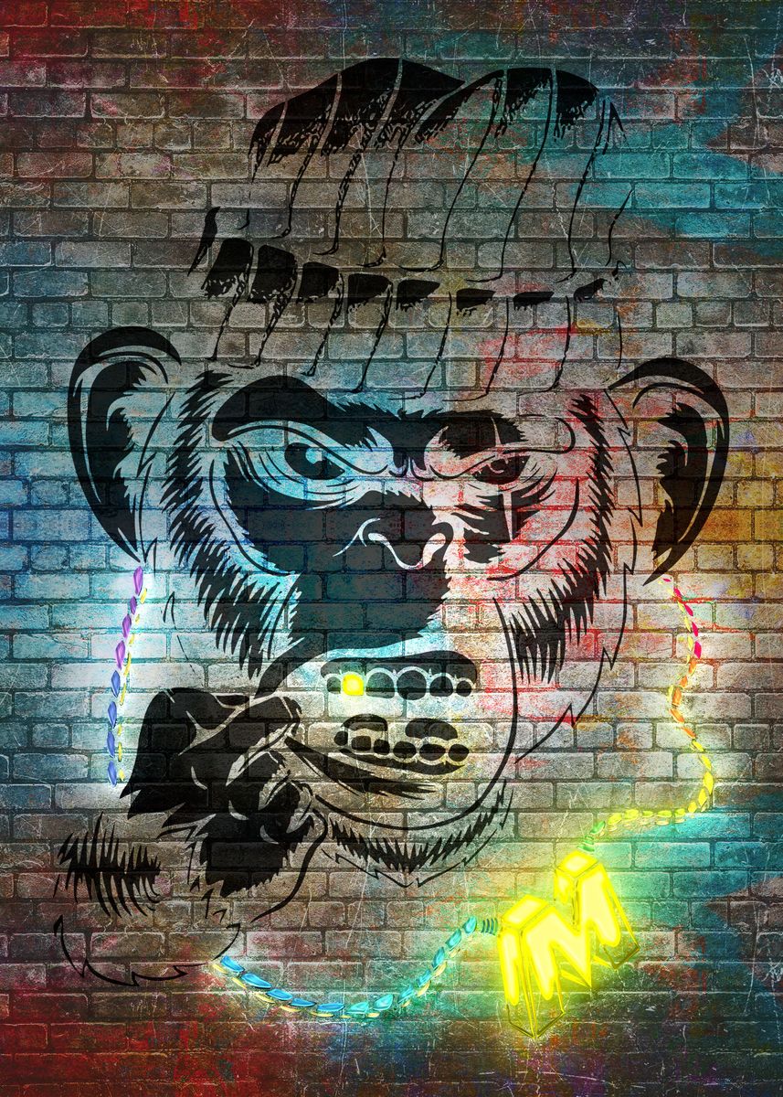 'Monkey Rapper' Poster, picture, metal print, paint by Van Zelman ...