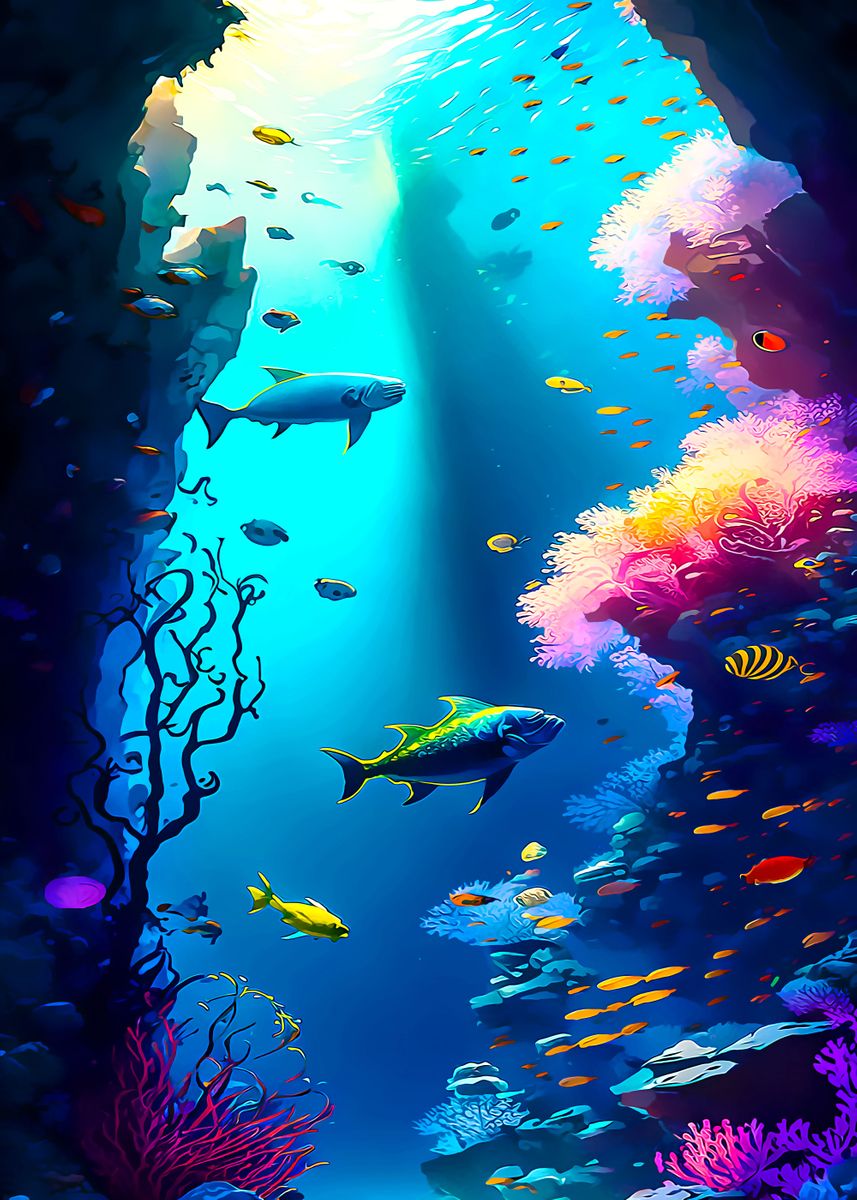 'Ocean Nature' Poster, picture, metal print, paint by Dare Neil | Displate