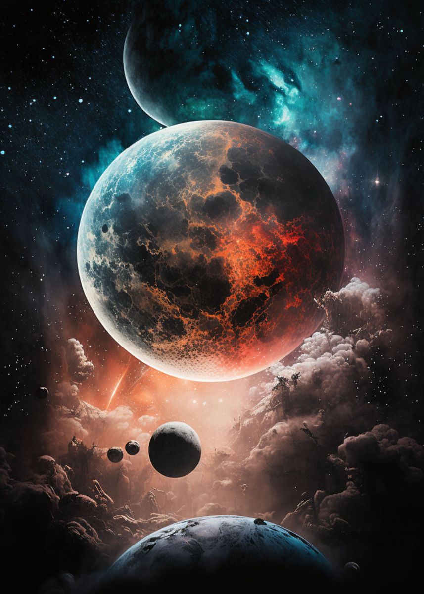 'The Moon and More' Poster, picture, metal print, paint by HEMERSON ...