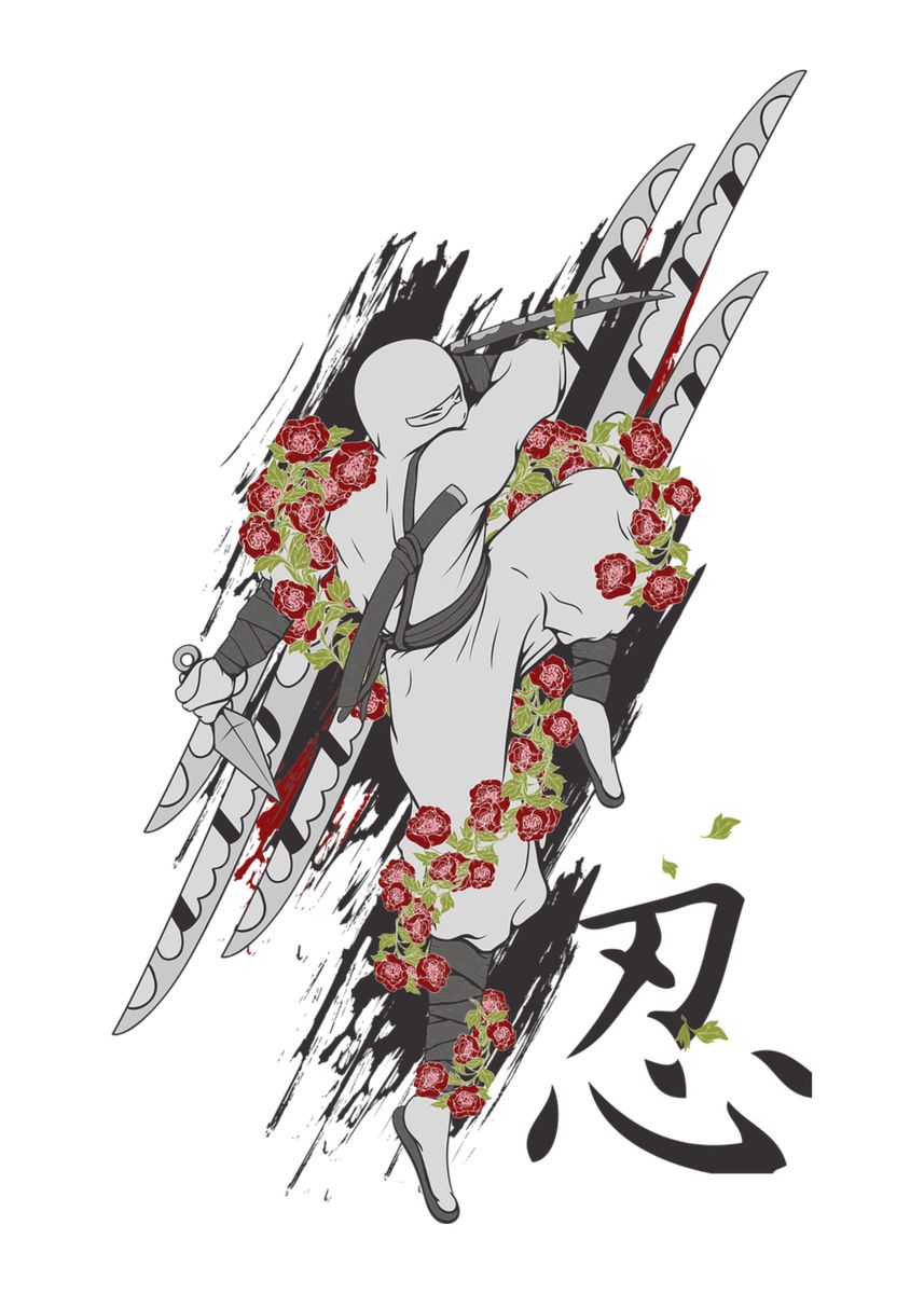 'Ninja Flower Assassin' Poster, picture, metal print, paint by Wijaki ...