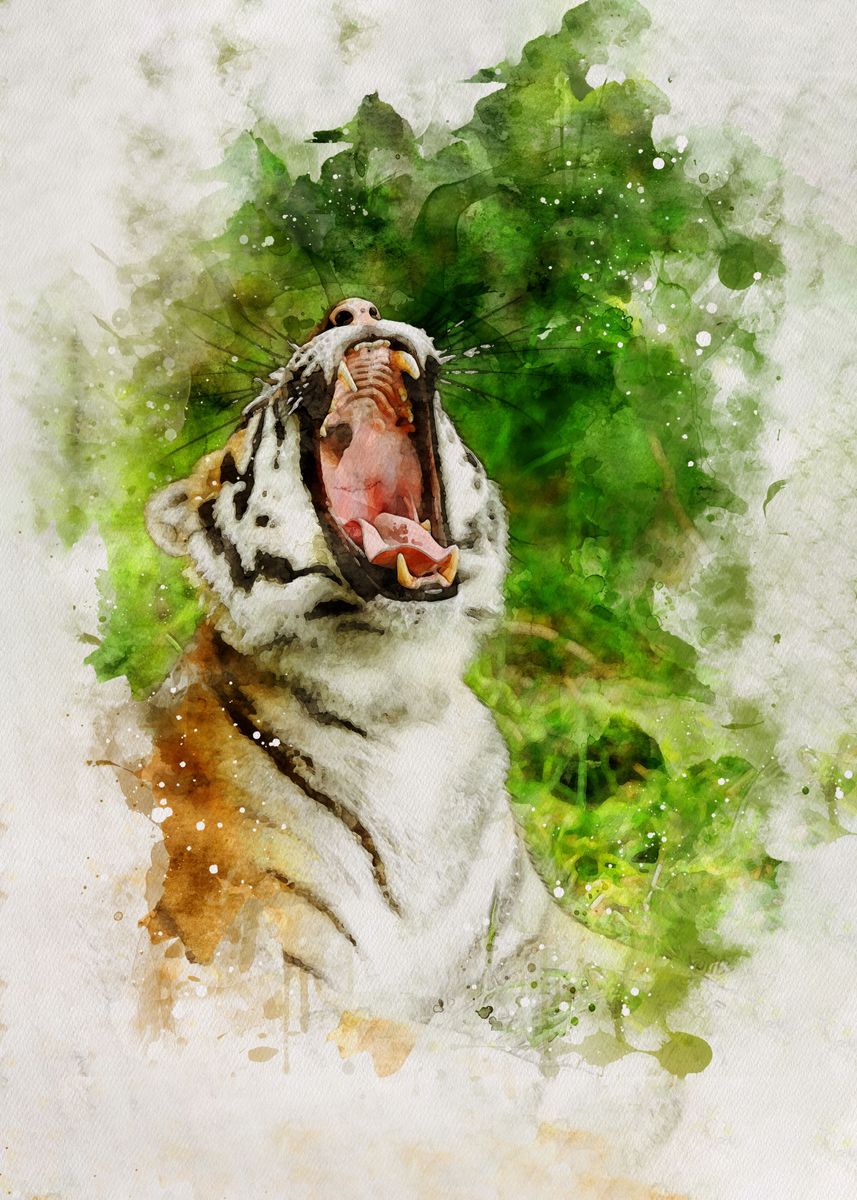 'Watercolour Roar ' Poster, picture, metal print, paint by Fanfreak ...