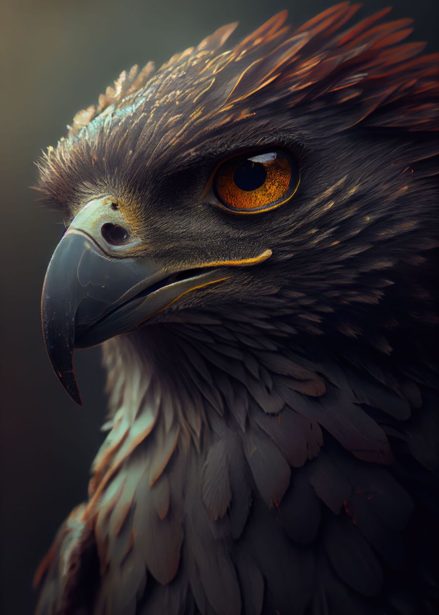 'Hawk Closeup Portrait' Poster, picture, metal print, paint by 21 MXM ...