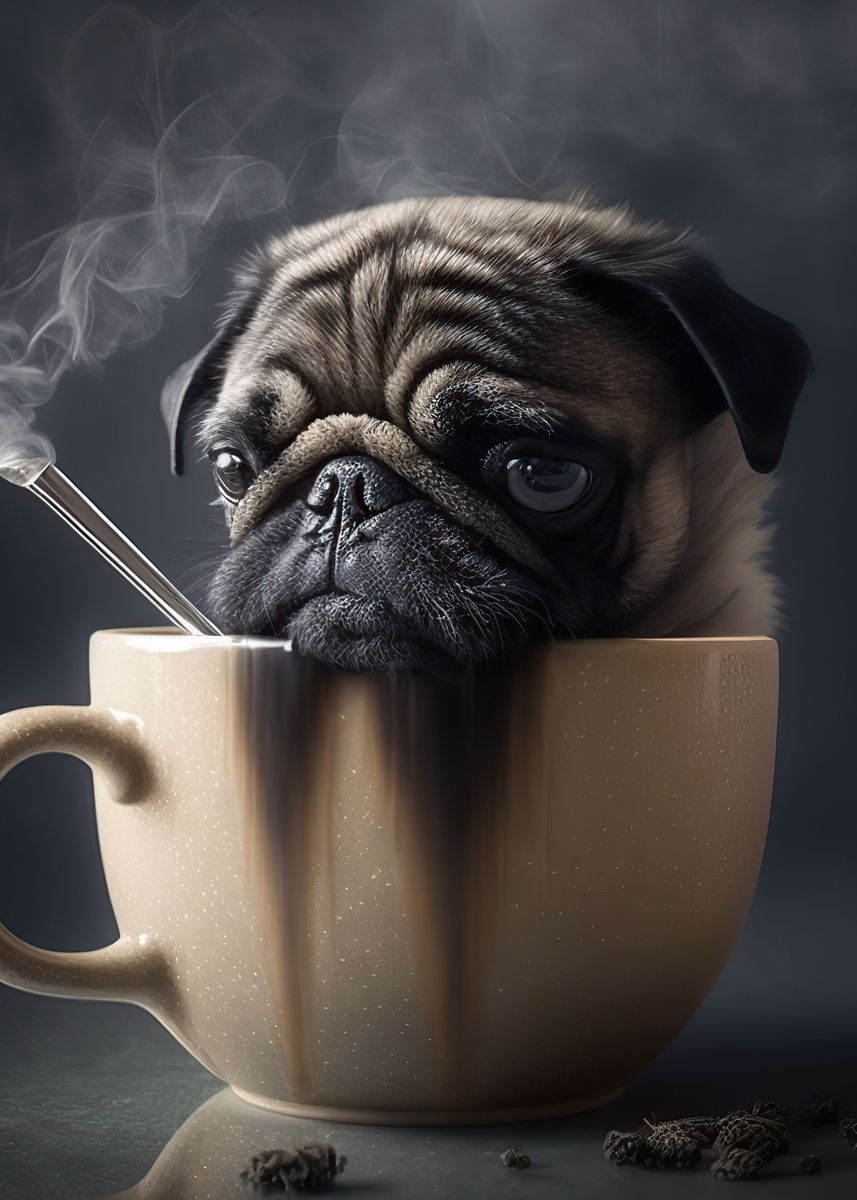'bulldog coffee' Poster, picture, metal print, paint by Aron Sellers ...