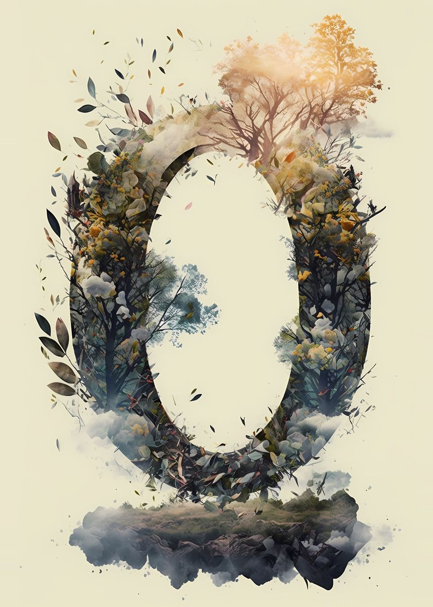 'Letter O Double Exposure' Poster, picture, metal print, paint by ...