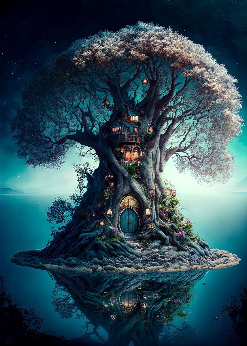 'Fantasy Tree House' Poster, picture, metal print, paint by AlekSunDoor ...