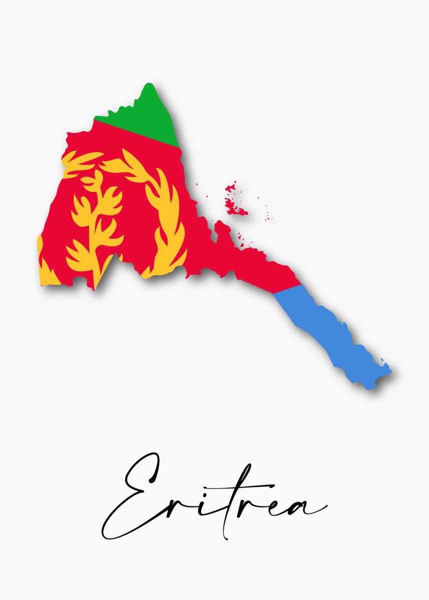 'Eritrea Country Map Flag' Poster, picture, metal print, paint by ...