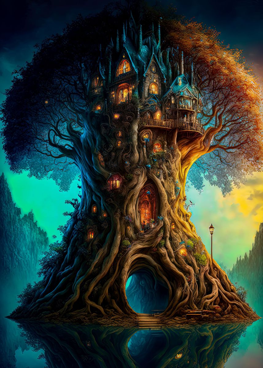 'Tree House' Poster, picture, metal print, paint by AlekSunDoor Art ...