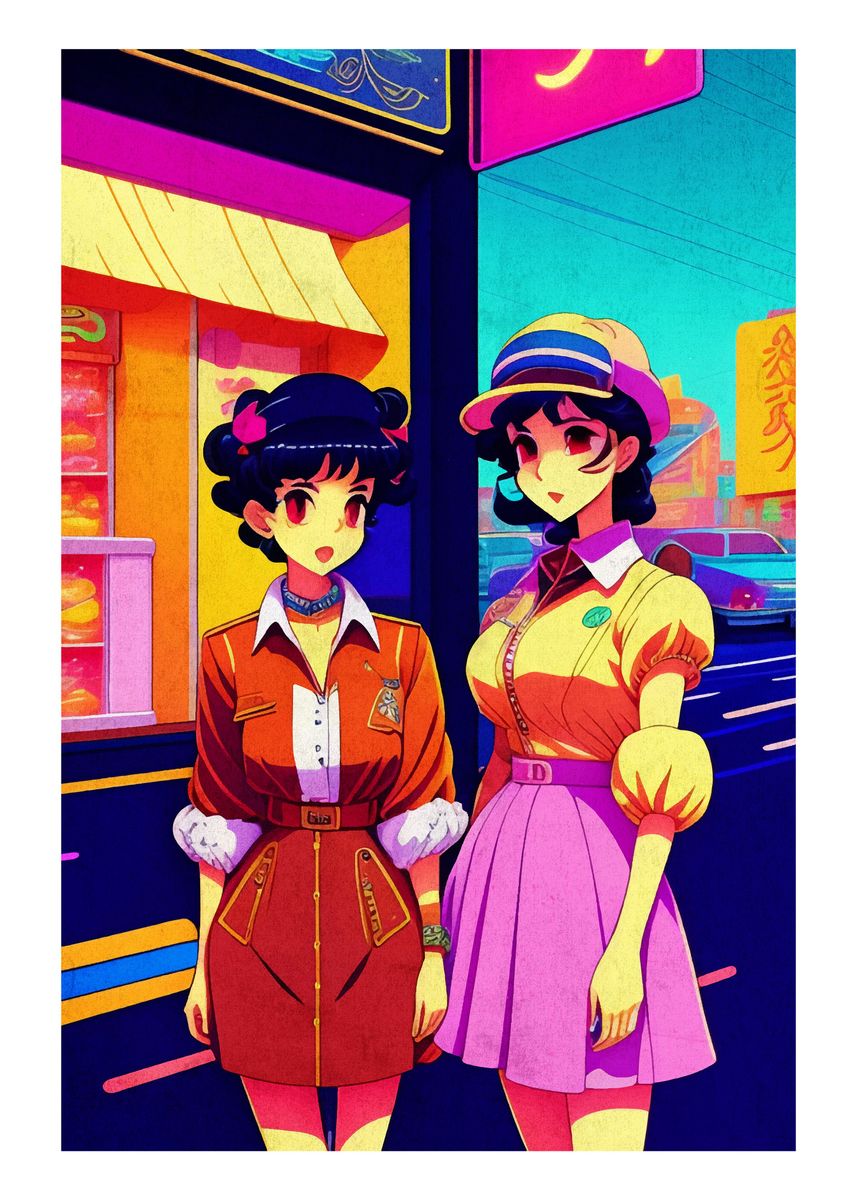 'two girls' Poster, picture, metal print, paint by riyadi elyas rahmadi ...