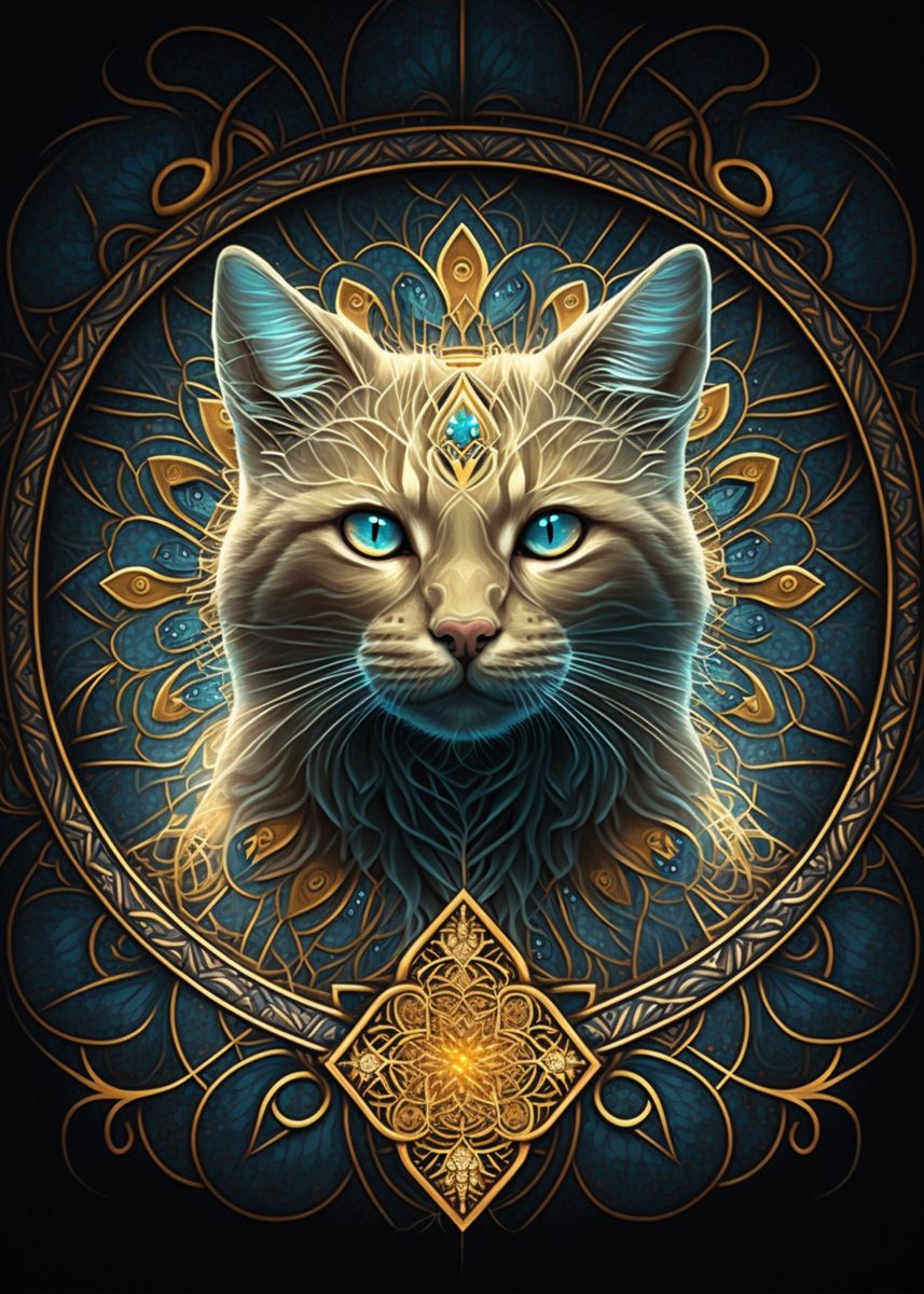 'Mystic Cat' Poster by Amit Debnath | Displate
