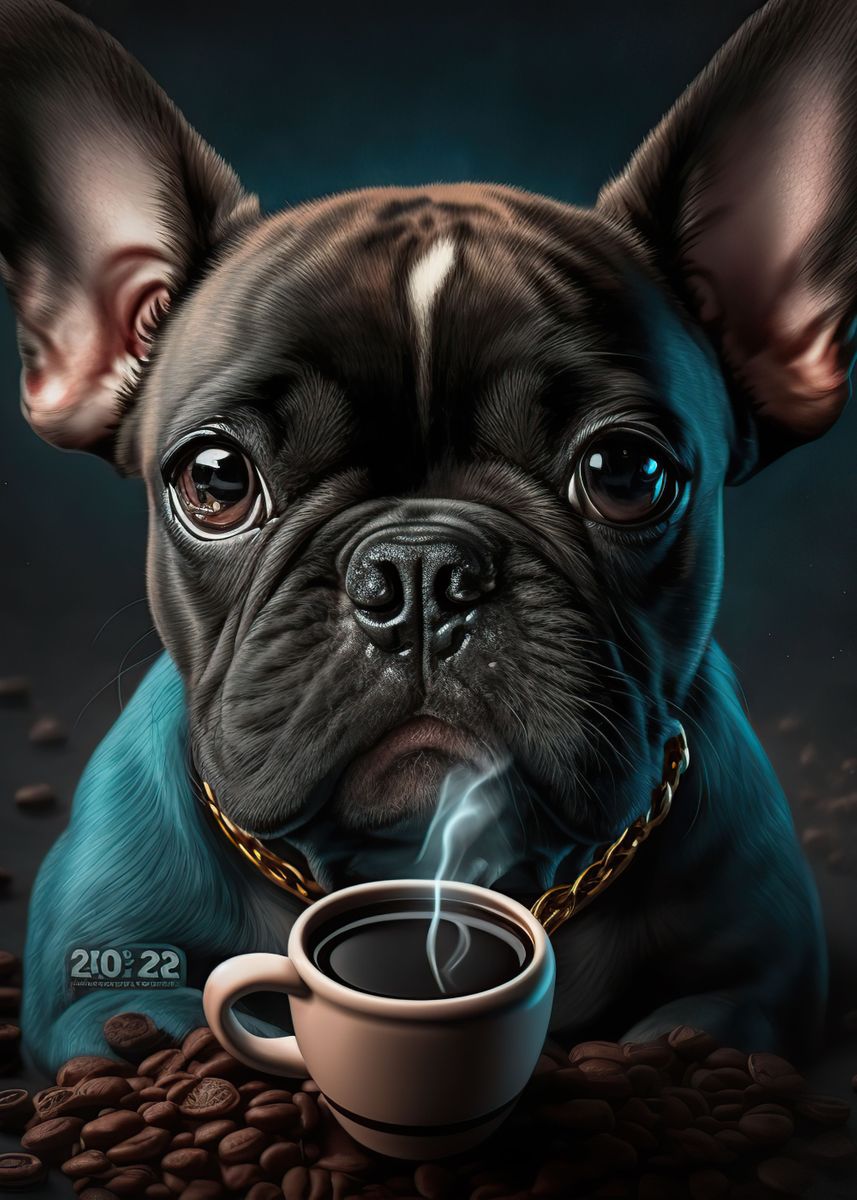 'bulldog coffee' Poster, picture, metal print, paint by Aron Sellers ...