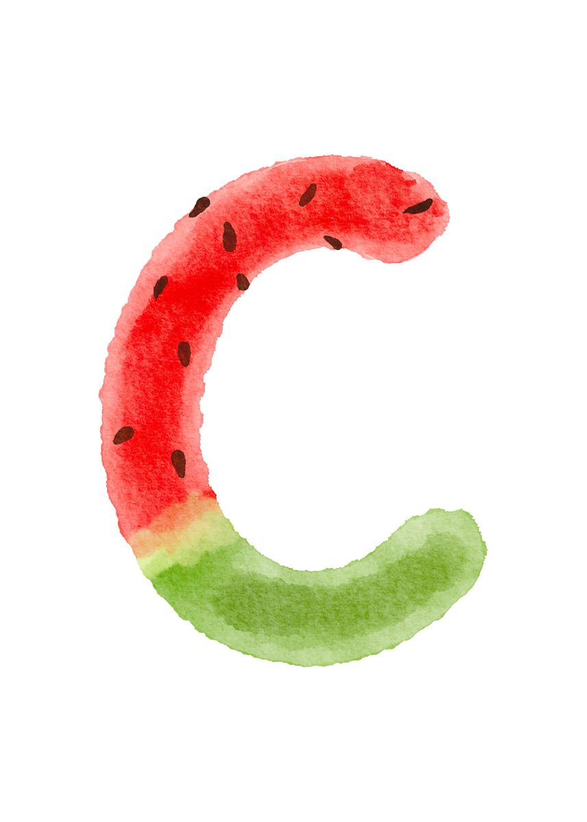 'Funny Letter C Water Melon' Poster, picture, metal print, paint by ...