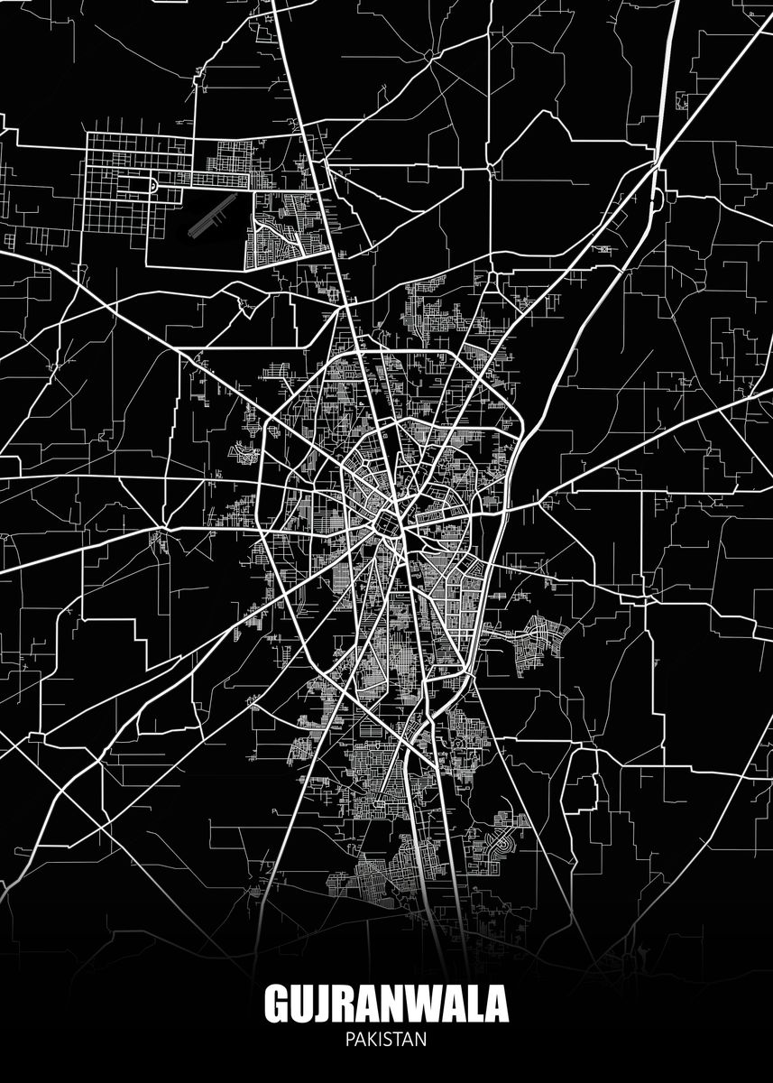 'Gujranwala Pakistan Map' Poster, picture, metal print, paint by Zake ...