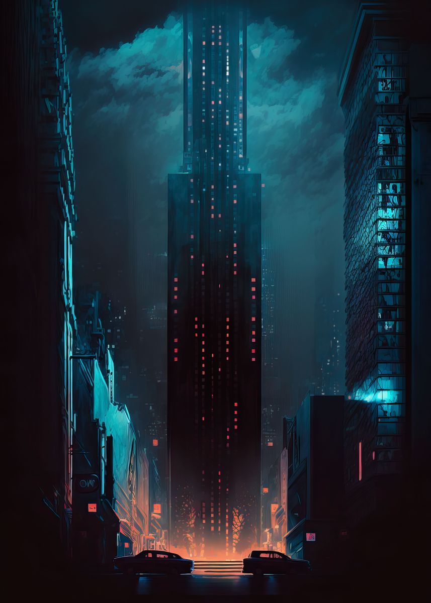 'neo noir cityscape' Poster, picture, metal print, paint by Tomasz ...