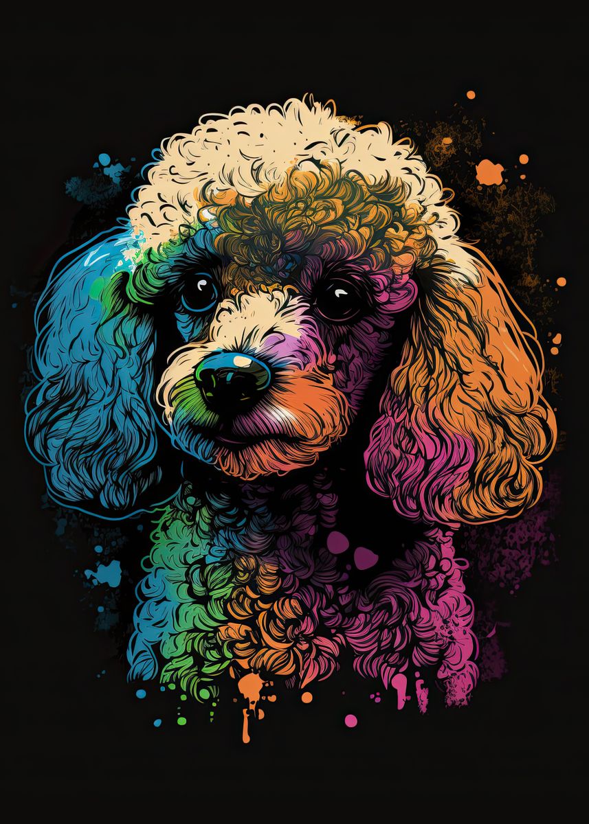 'Poodle Watercolor Splash' Poster, picture, metal print, paint by PetPrints | Displate