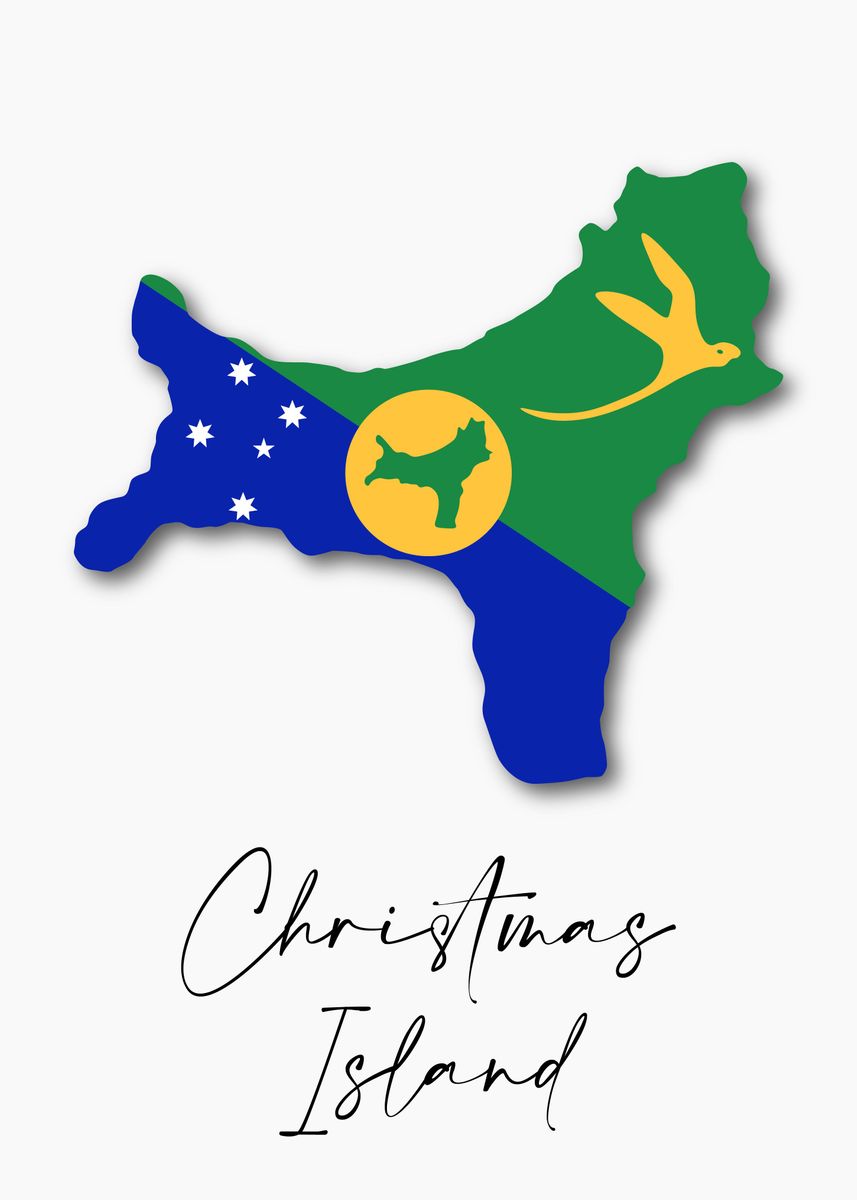 'Christmas Island Map Flag' Poster, picture, metal print, paint by ...