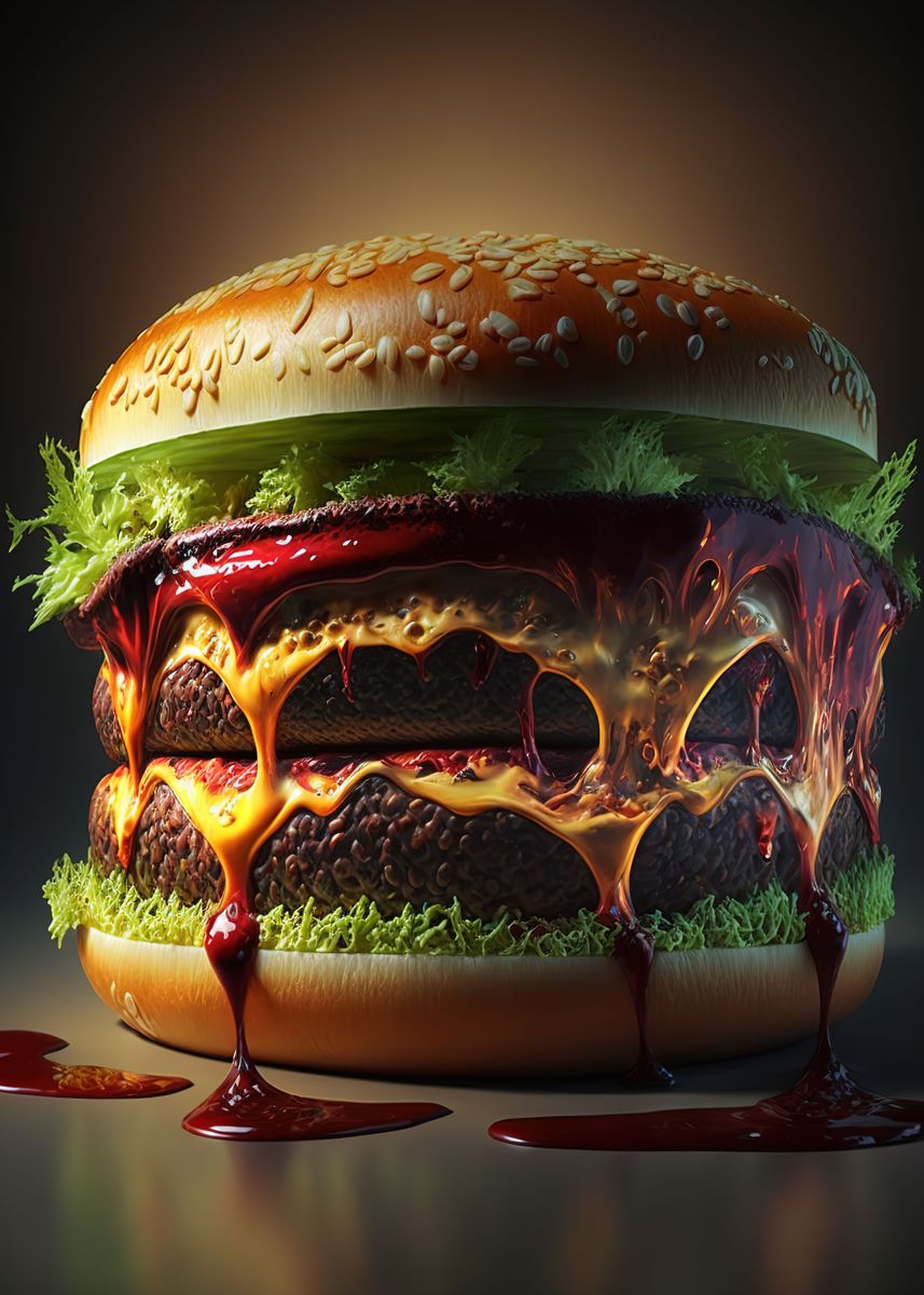 'hamburger ' Poster, picture, metal print, paint by Eudora | Displate