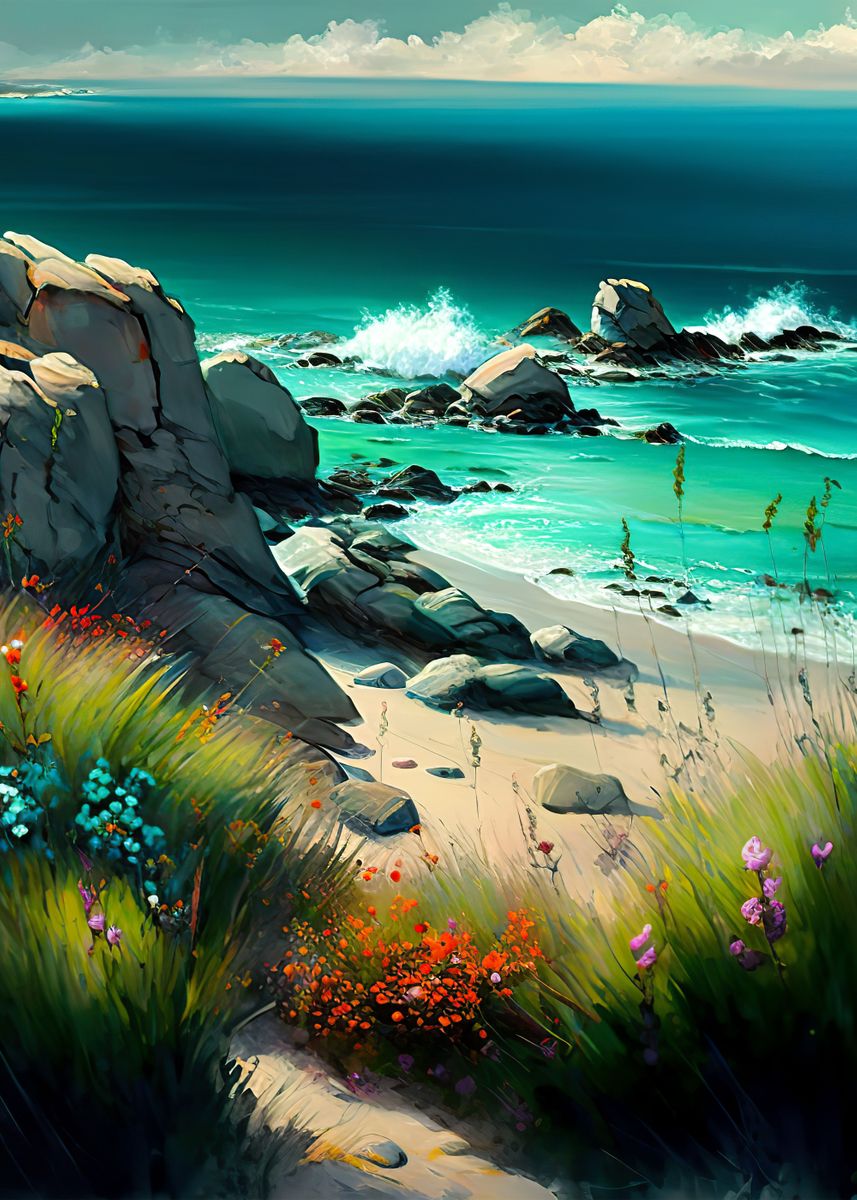 'Coastal Landscape Nature' Poster, picture, metal print, paint by ...