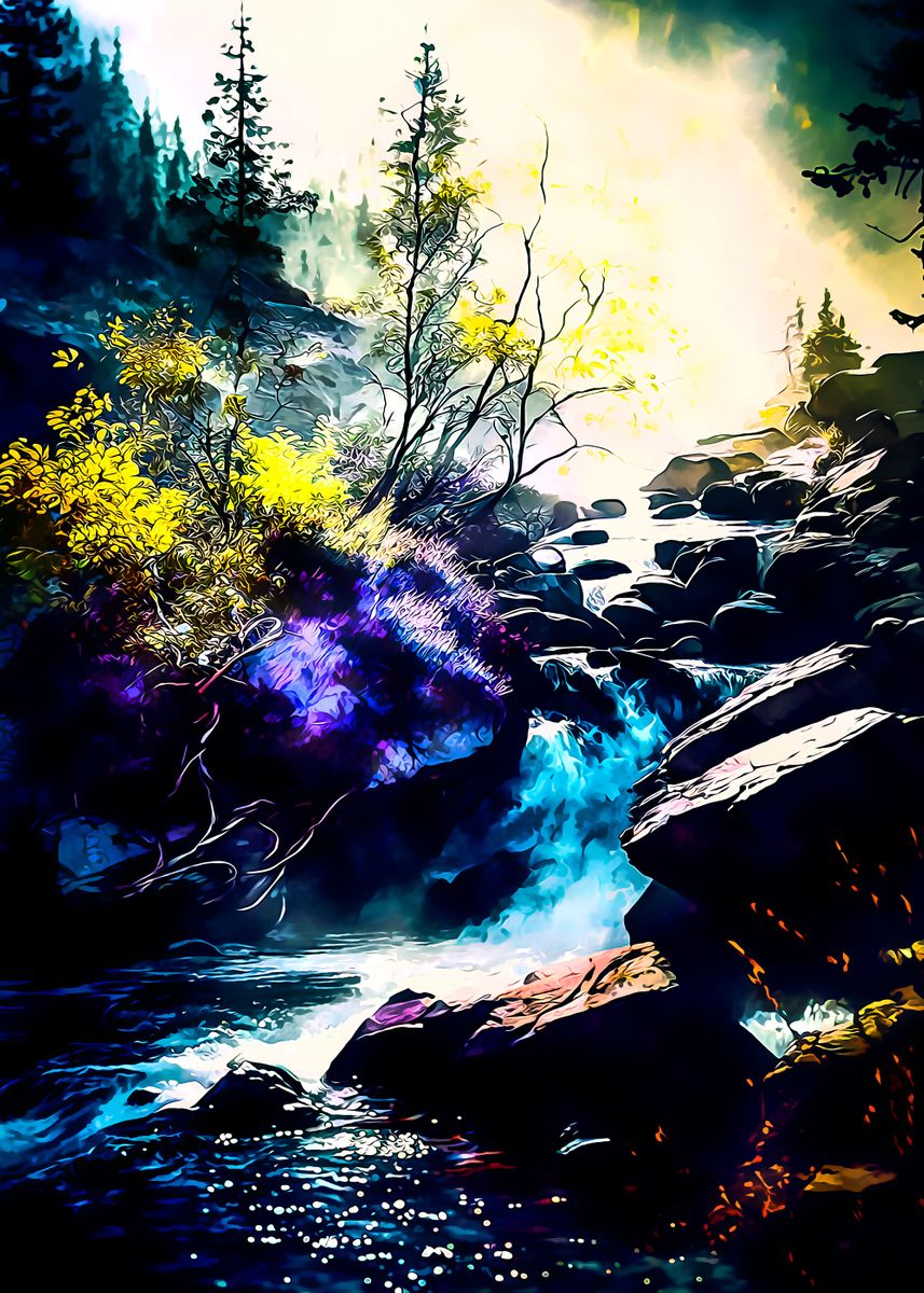 'Fantasy Landscape' Poster, picture, metal print, paint by Yeager Rinne ...
