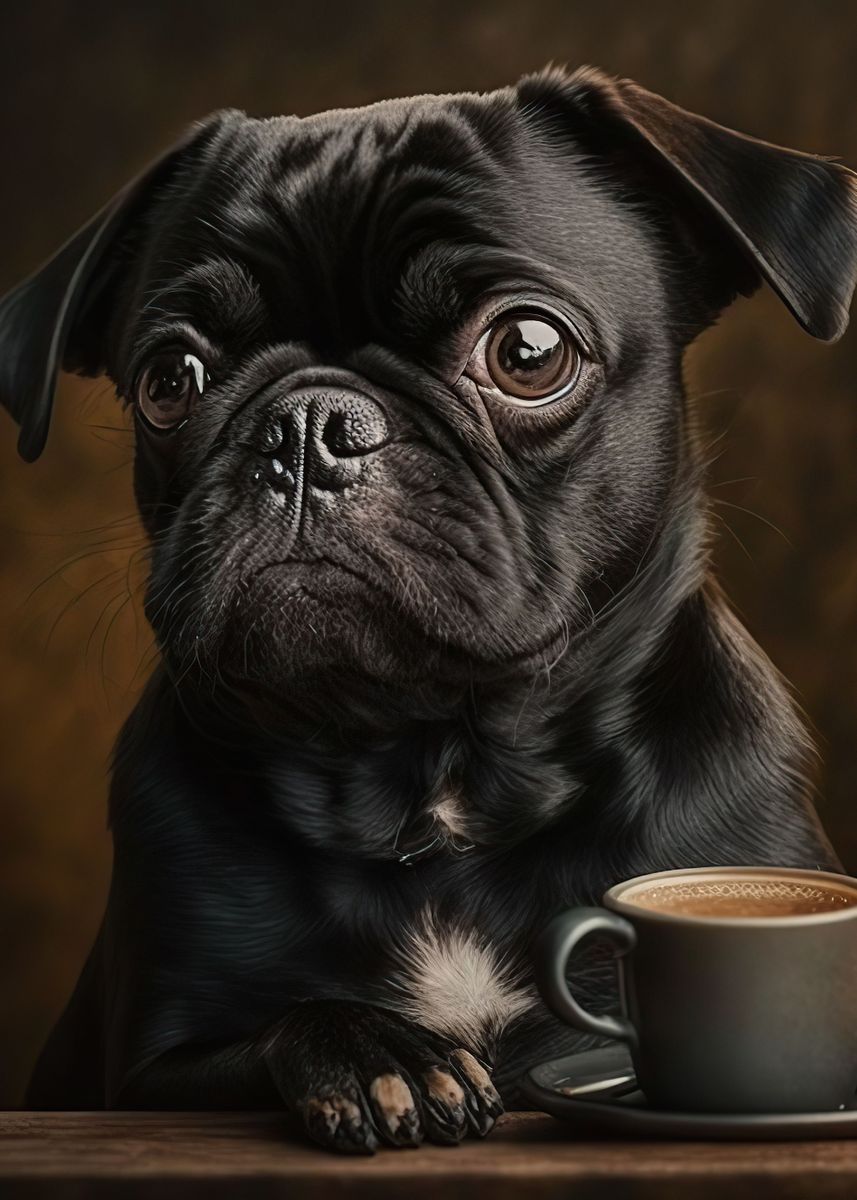 'bulldog coffee' Poster, picture, metal print, paint by Aron Sellers ...