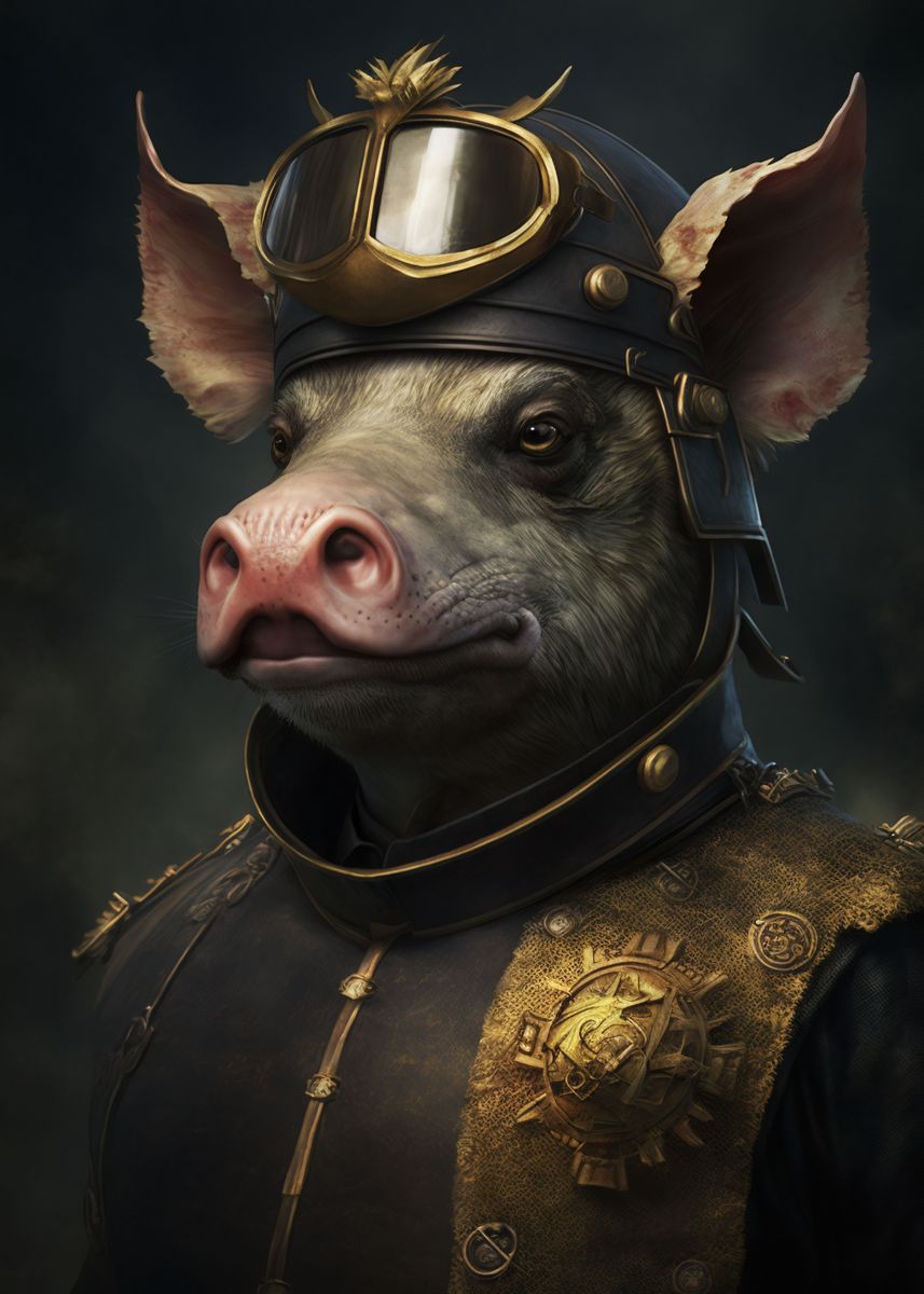 'Portrait of a pig 2' Poster, picture, metal print, paint by Steven ...