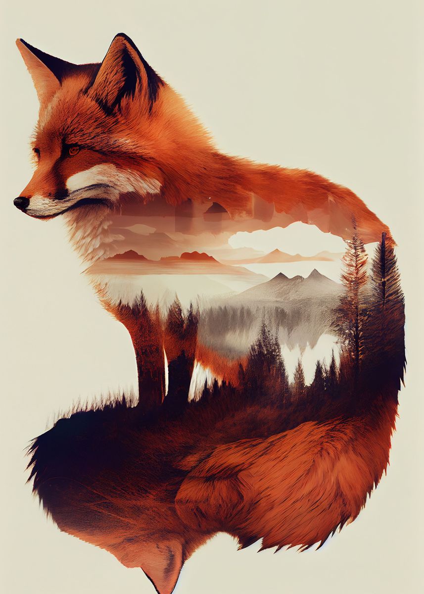 'Fox Animals' Poster, picture, metal print, paint by DecoyDesign | Displate