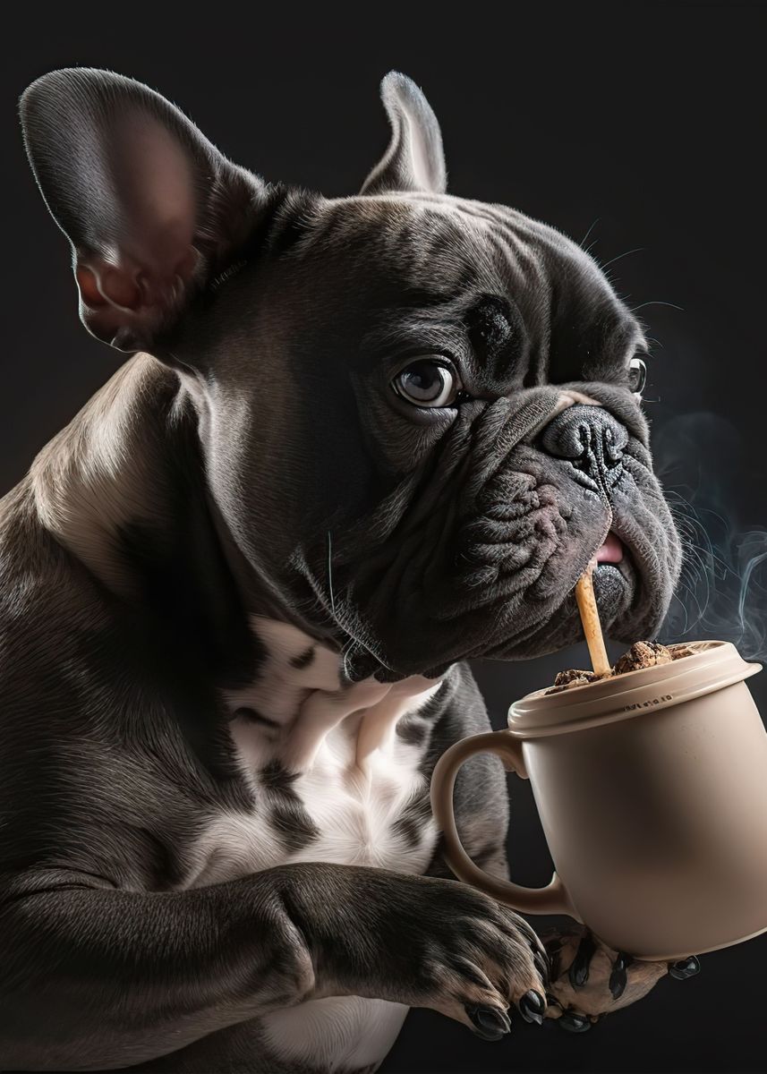 'bulldog coffee' Poster, picture, metal print, paint by Aron Sellers ...