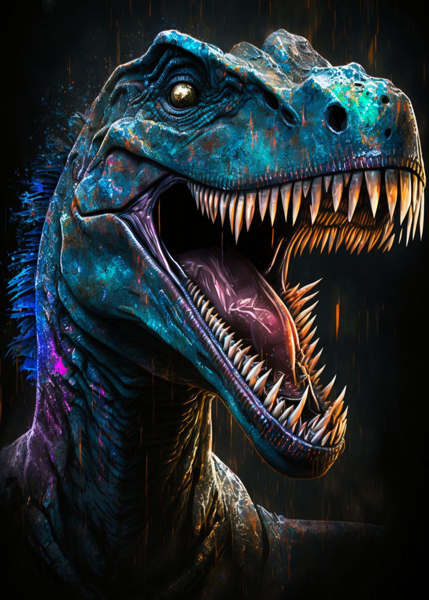 'Trex neon ' Poster, picture, metal print, paint by Marc Kunze | Displate