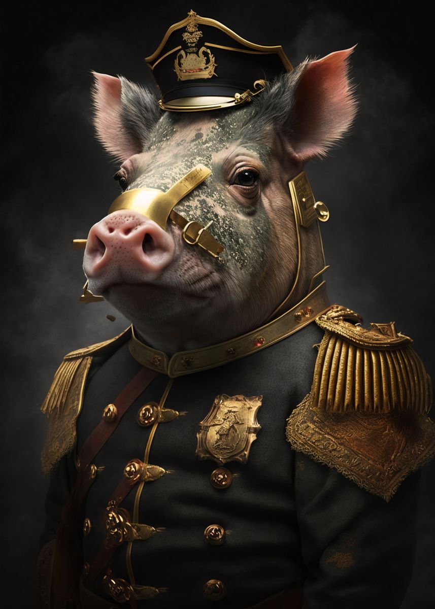 'Portrait of a pig 6' Poster, picture, metal print, paint by Steven ...