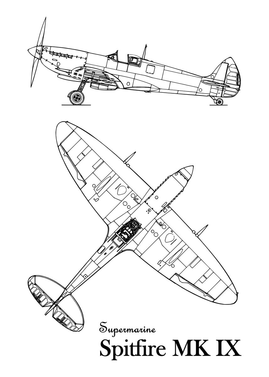 'Supermarine Spitfire Mk IX' Poster, picture, metal print, paint by CHE Aviation | Displate