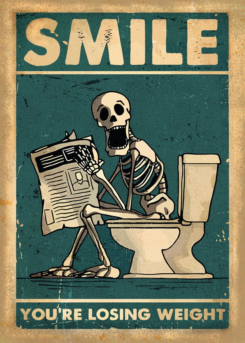 'Funny Bathroom Sign' Poster, picture, metal print, paint by Uber ...
