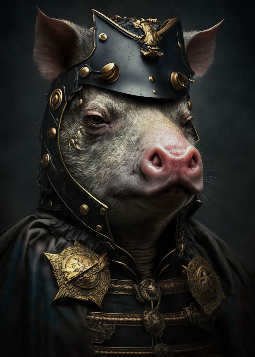 'Portrait of a pig 5' Poster, picture, metal print, paint by Steven ...