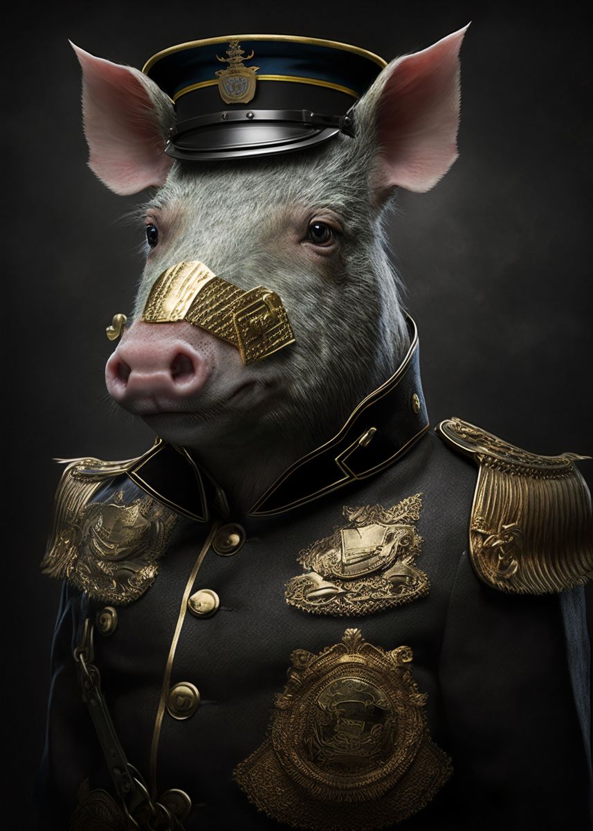 'Portrait of a pig 4' Poster, picture, metal print, paint by Steven ...