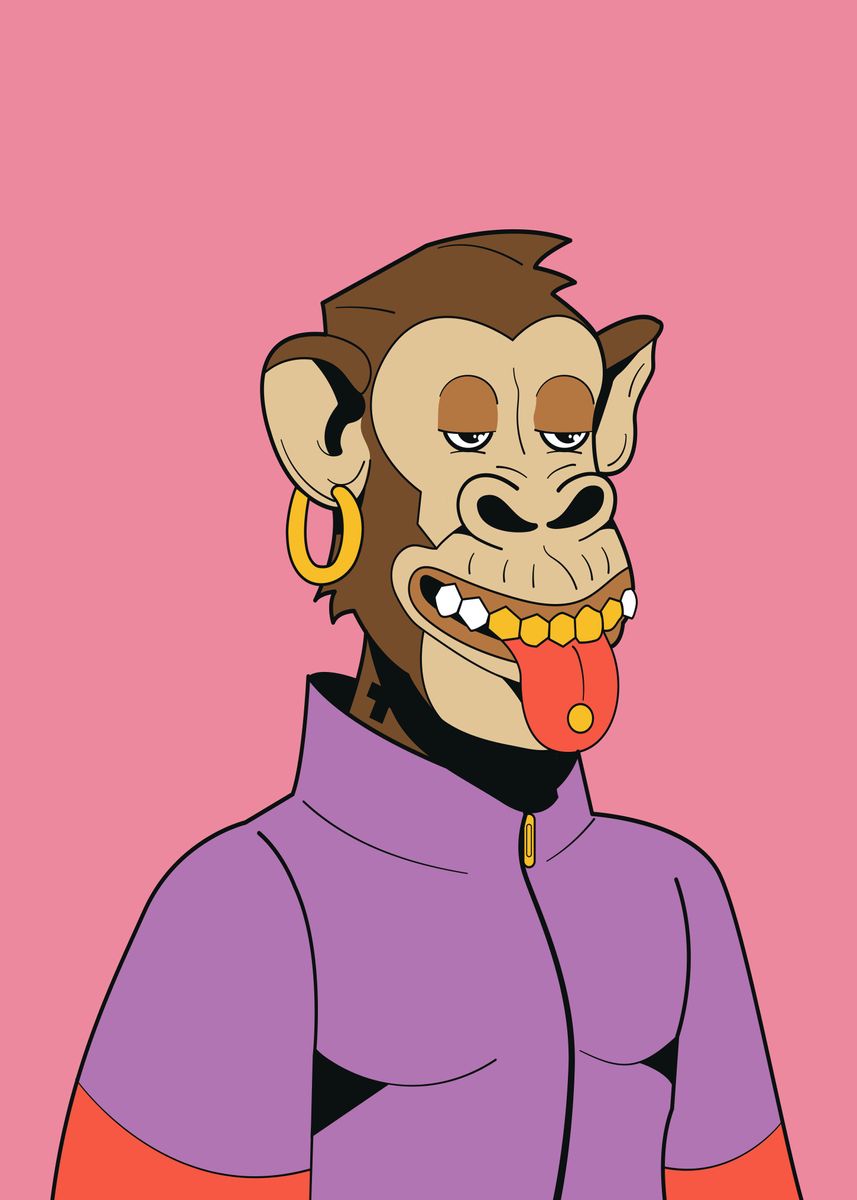 'Hand drawn nft style ape' Poster, picture, metal print, paint by Le ...