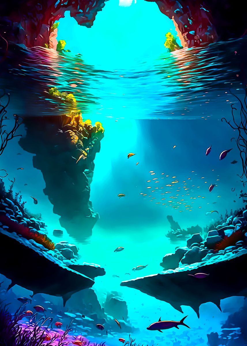 'Ocean Nature' Poster, picture, metal print, paint by Dare Neil | Displate