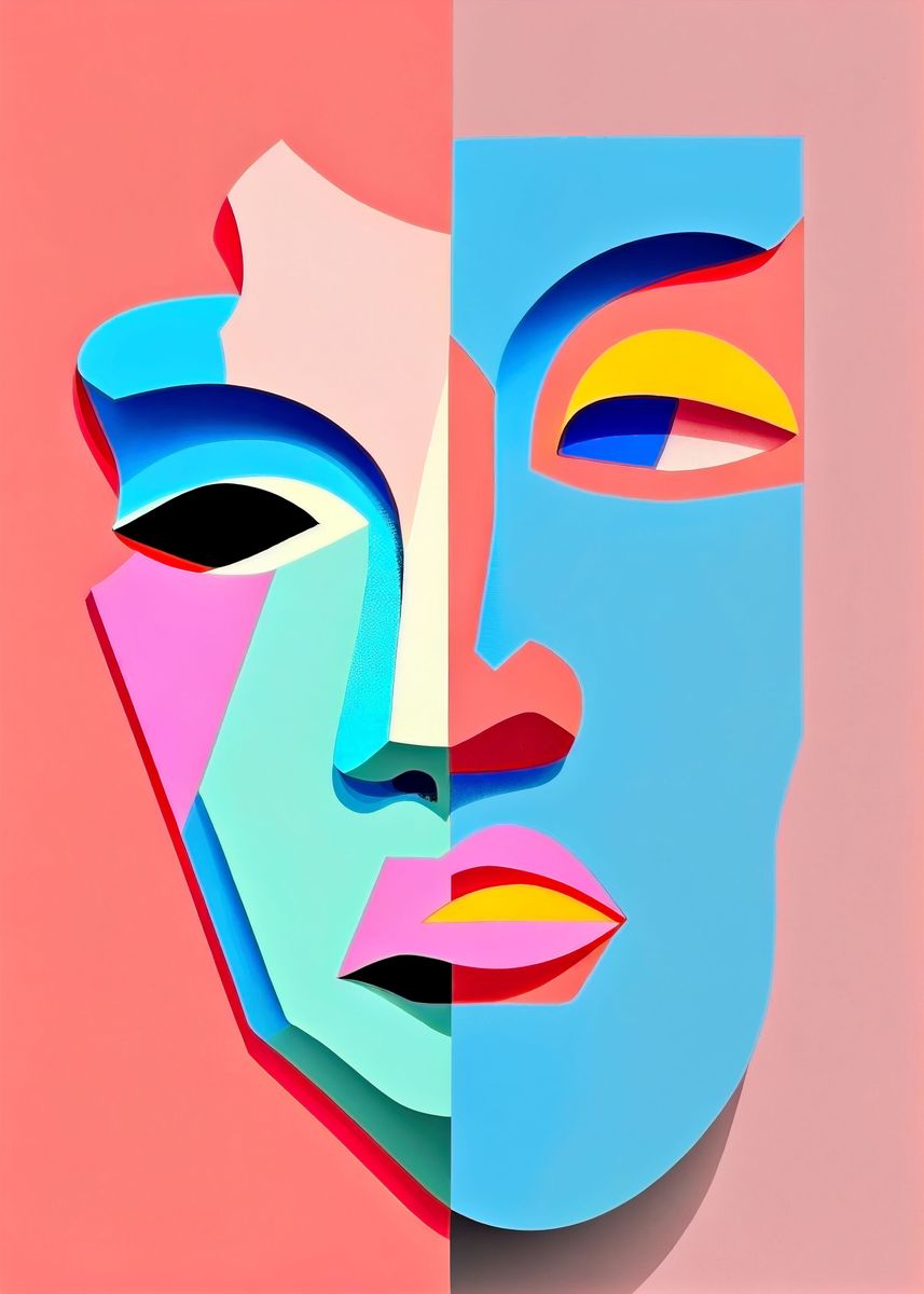 'Vibrant Abstract Portrait' Poster, picture, metal print, paint by ...