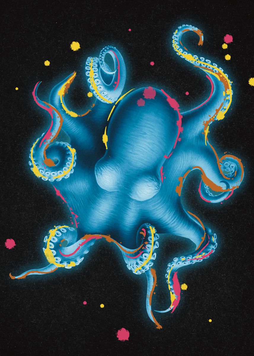 'Neo octopus ' Poster, picture, metal print, paint by charlotte ...