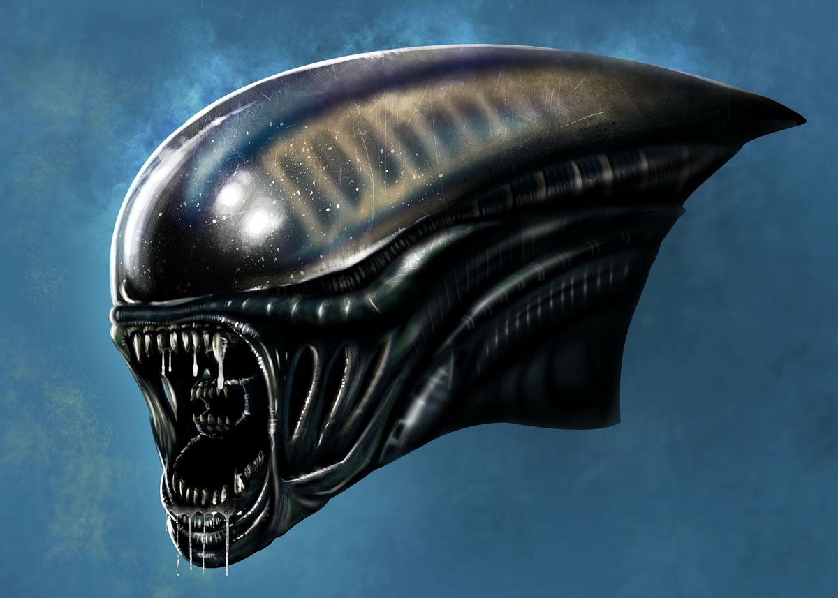 'Alien Xenomorph Head Steam' Poster by Alexandru Diaconu | Displate