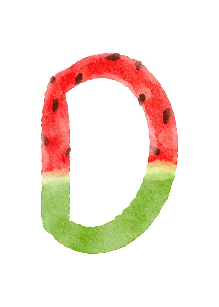 'Funny Letter D Water Melon' Poster, picture, metal print, paint by ...